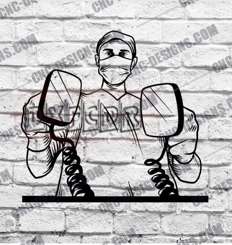 Doctor Hold Defibrillator DXF File | Medical Equipment Design